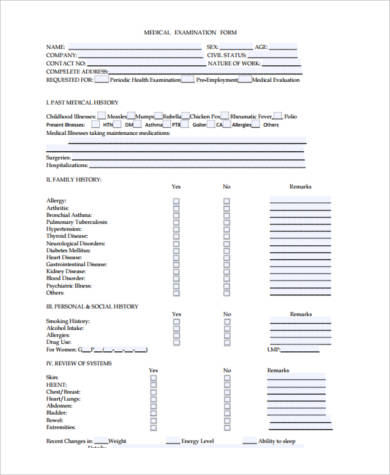FREE 13+ Physical Exam Form Samples, PDF, MS Word, Google Docs