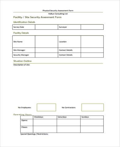 FREE 11+ Security Risk Assessment Form Samples, PDF, MS Word, Google Docs