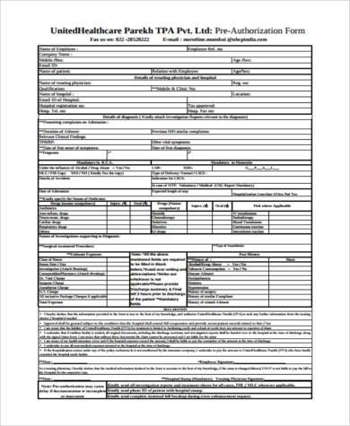 FREE 9+ Sample Pre Authorization Forms in PDF | Excel