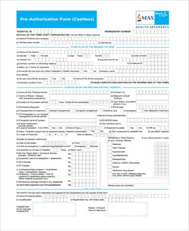 FREE 9+ Sample Pre Authorization Forms in PDF | Excel