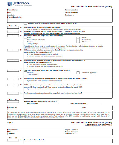 FREE 9+ Construction Risk Assessment Forms in PDF | MS Word | Excel