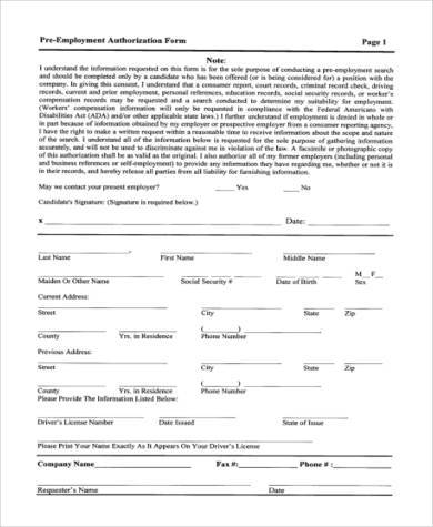 FREE 8+ Employment Authorization Forms & Samples in PDF | MS Word