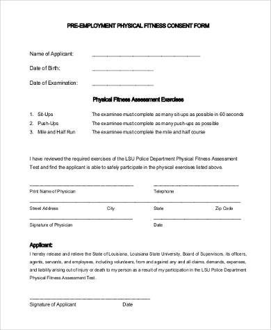 FREE 11+ Pre Employment Physical Form Samples, PDF, MS Word, Google Docs