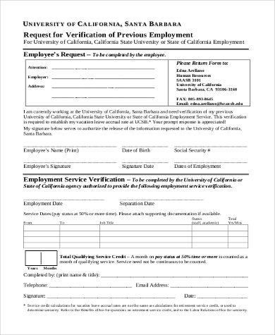 FREE 8+ Sample Employment Verification Request Forms in PDF | MS Word