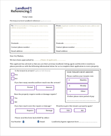 FREE 11+ Landlord Reference Form Samples, PDF, MS Word, Google Docs