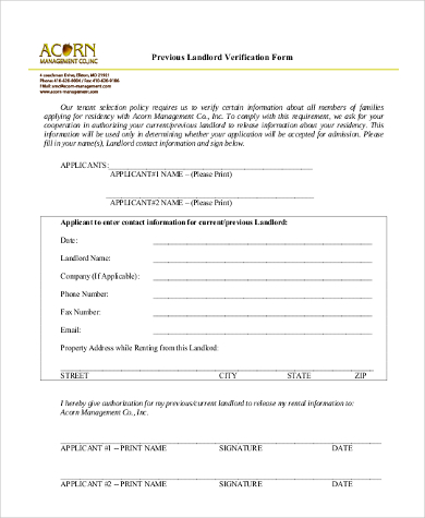 FREE 11+ Landlord Verification Form Samples, PDF, MS Word, Google Docs