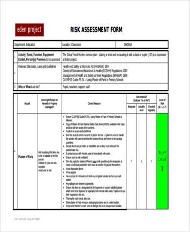 FREE 9+ Sample School Risk Assessment Forms in PDF | MS Word