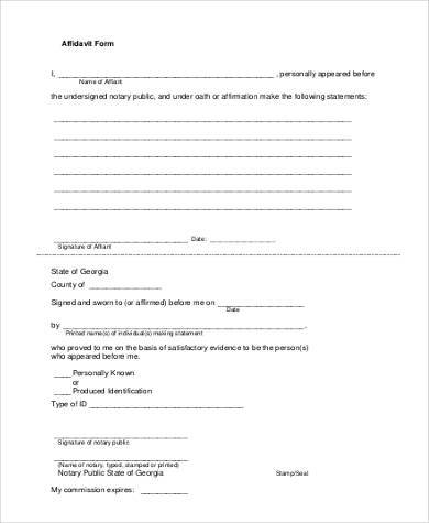 FREE 9+ Blank Affidavit Form Samples in PDF | MS Word | Excel