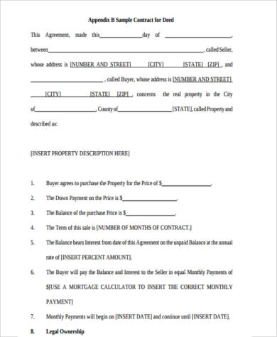 FREE 13+ Contract for Deed Form Samples, PDF, MS Word, Google Docs
