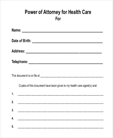 FREE 7+ Sample Health Care Power of Attorney Forms in PDF | MS Word