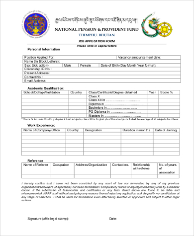 FREE 10 Sample Job Application Forms In MS Word PDF Excel Sample Job ...