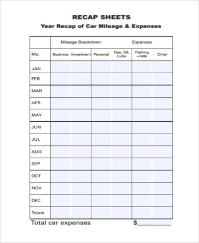 FREE 6+ Sample Mileage Tracker Forms in MS Word | MS Word | PDF