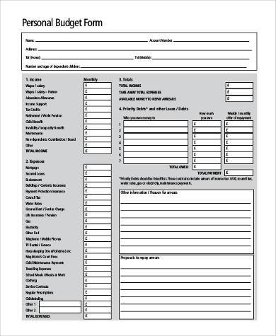FREE 8+ Sample Personal Budget Forms in MS Word | PDF | MS Excel