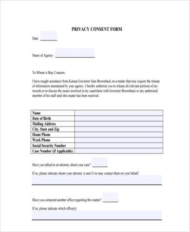 FREE 7+ Sample Privacy Consent Forms in PDF | MS Word