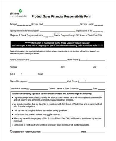 FREE 9+ Sample Financial Responsibility Forms in PDF | MS Word