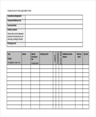FREE 7+ Sample Project Risk Assessment Forms in PDF | MS Word