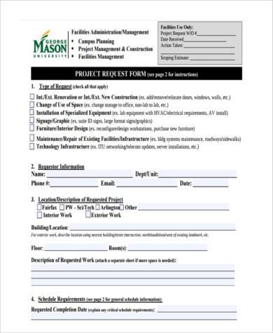 FREE 9+ Sample Project Request Forms in PDF | MS Word | Excel