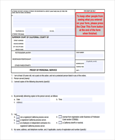 FREE 9+ Sample Proof of Service Forms in PDF | MS Word