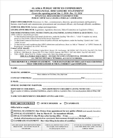 FREE 10+ Sample Financial Disclosure Forms in PDF | MS Word | Excel