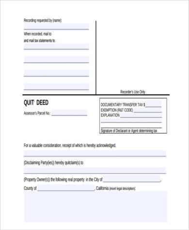 FREE 8+ Deed Transfer Form Samples in PDF | MS Word