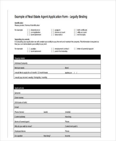 FREE 9+ Sample Real Estate Application Forms in PDF | MS Word | Excel