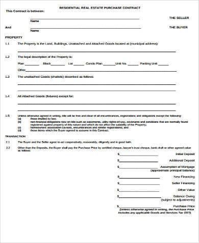 FREE 8+ Sample Real Estate Purchase Forms in PDF | MS Word