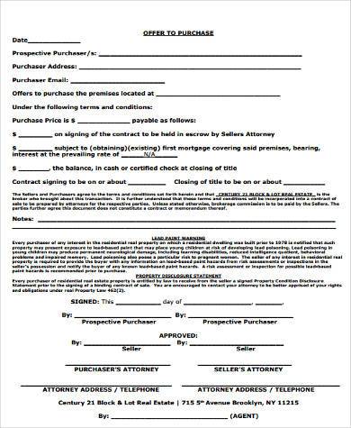 FREE 8+ Sample Real Estate Purchase Forms in PDF | MS Word