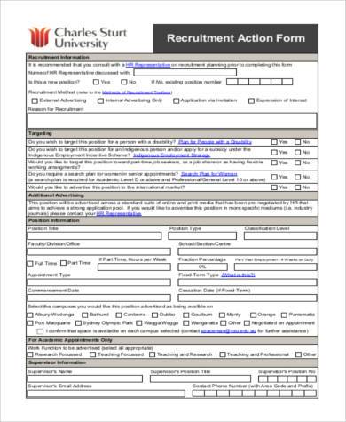 FREE 7+ Sample Recruitment Action Forms in MS Word | PDF