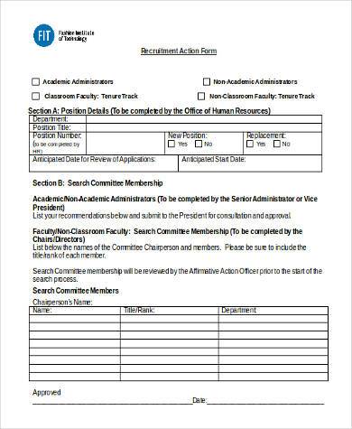 FREE 7+ Sample Recruitment Action Forms in MS Word | PDF