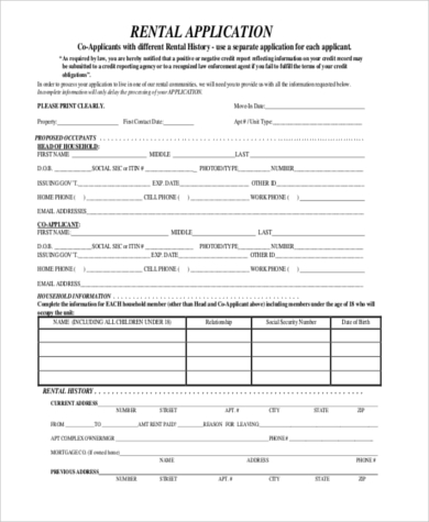 FREE 9+ Rent Application Samples in PDF | MS Word | Excel