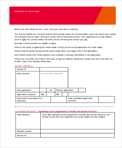 FREE 9+ Sample Rent Application Forms in PDF | MS Word