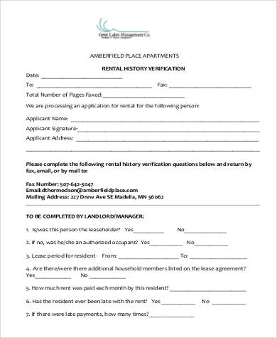 FREE 9+ Rental Verification Forms & Samples in MS Word | PDF