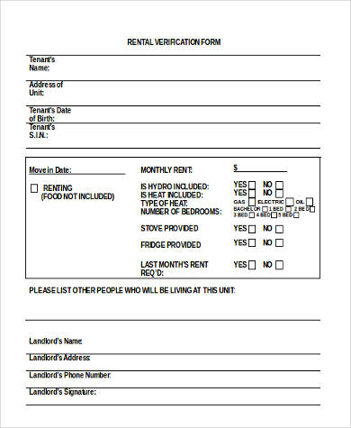 FREE 9+ Rental Verification Forms & Samples in MS Word | PDF