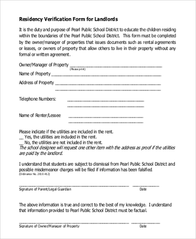 FREE 11+ Landlord Verification Form Samples, PDF, MS Word, Google Docs