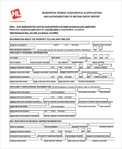 FREE 9+ Sample Residential Lease Applications in PDF | MS Word
