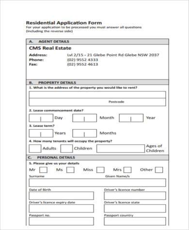 FREE 9+ Sample Real Estate Application Forms in PDF | MS Word | Excel