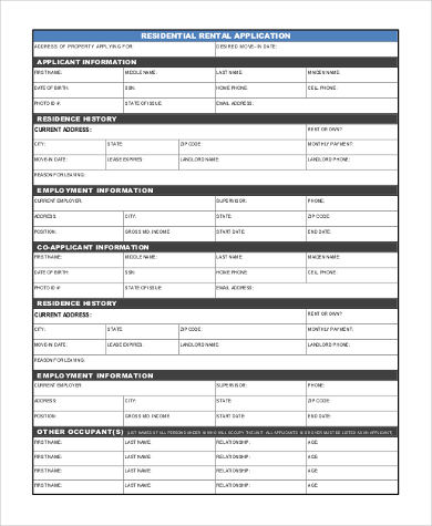 FREE 9+ Sample Rent Application Forms in PDF | MS Word
