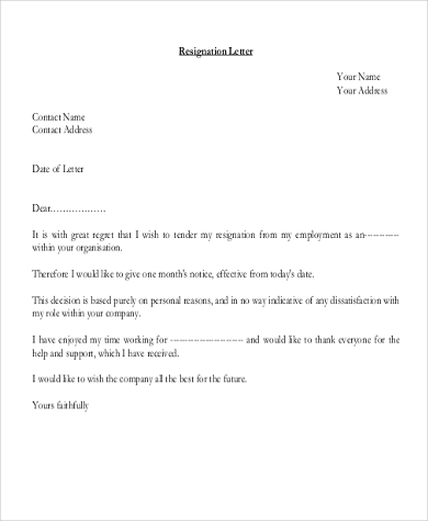 FREE 8+ Sample Resign Letters in PDF | MS Word