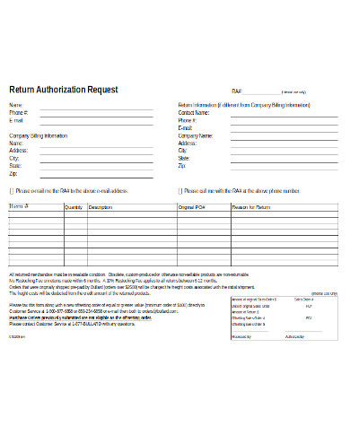 FREE 14+ Return Authorization Form Samples, PDF, MS Word, Google Docs ...