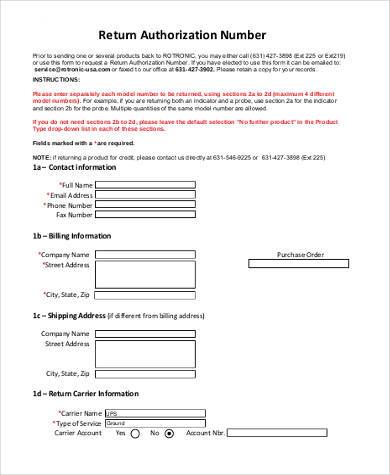 FREE 10+ Sample Return Authorization Forms in PDF | Excel | MS Word