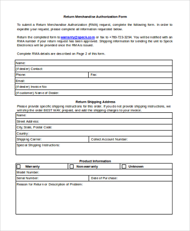 FREE 14+ Return Authorization Form Samples, PDF, MS Word, Google Docs ...