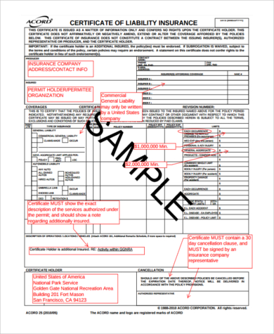 FREE 10+ Certificate of Liability Insurance Form Samples, PDF, MS Word ...