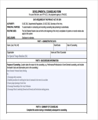 FREE 8+ Developmental Counseling Form Samples in PDF | MS Word