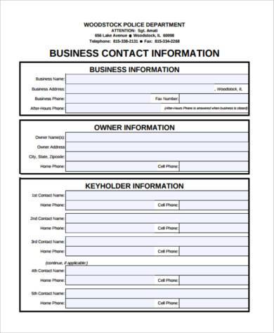 FREE 10+ Sample Contact Forms in PDF | MS Word | Excel