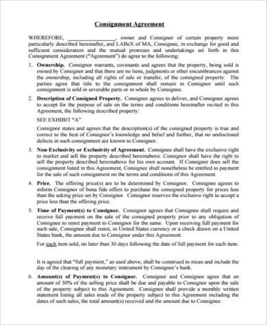 FREE 8+ Sample Consignment Contract Forms in PDF | MS Word