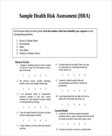 FREE 9+ Risk Assessment Form Samples in PDF | Excel | MS Word
