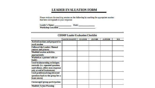 Free 8 Leadership Evaluation Forms In Pdf Gambaran