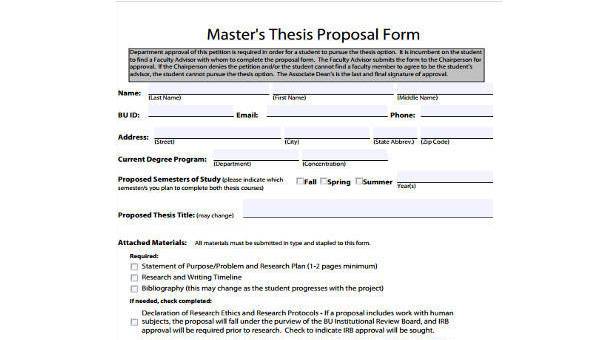FREE 8 Sample Thesis Proposal Forms In PDF MS Word