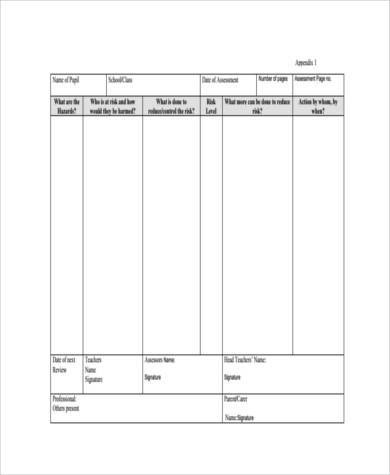 FREE 9+ Sample School Risk Assessment Forms in PDF | MS Word