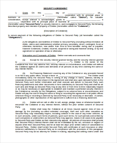 FREE 9+ Sample Security Agreement Forms in PDF | MS Word